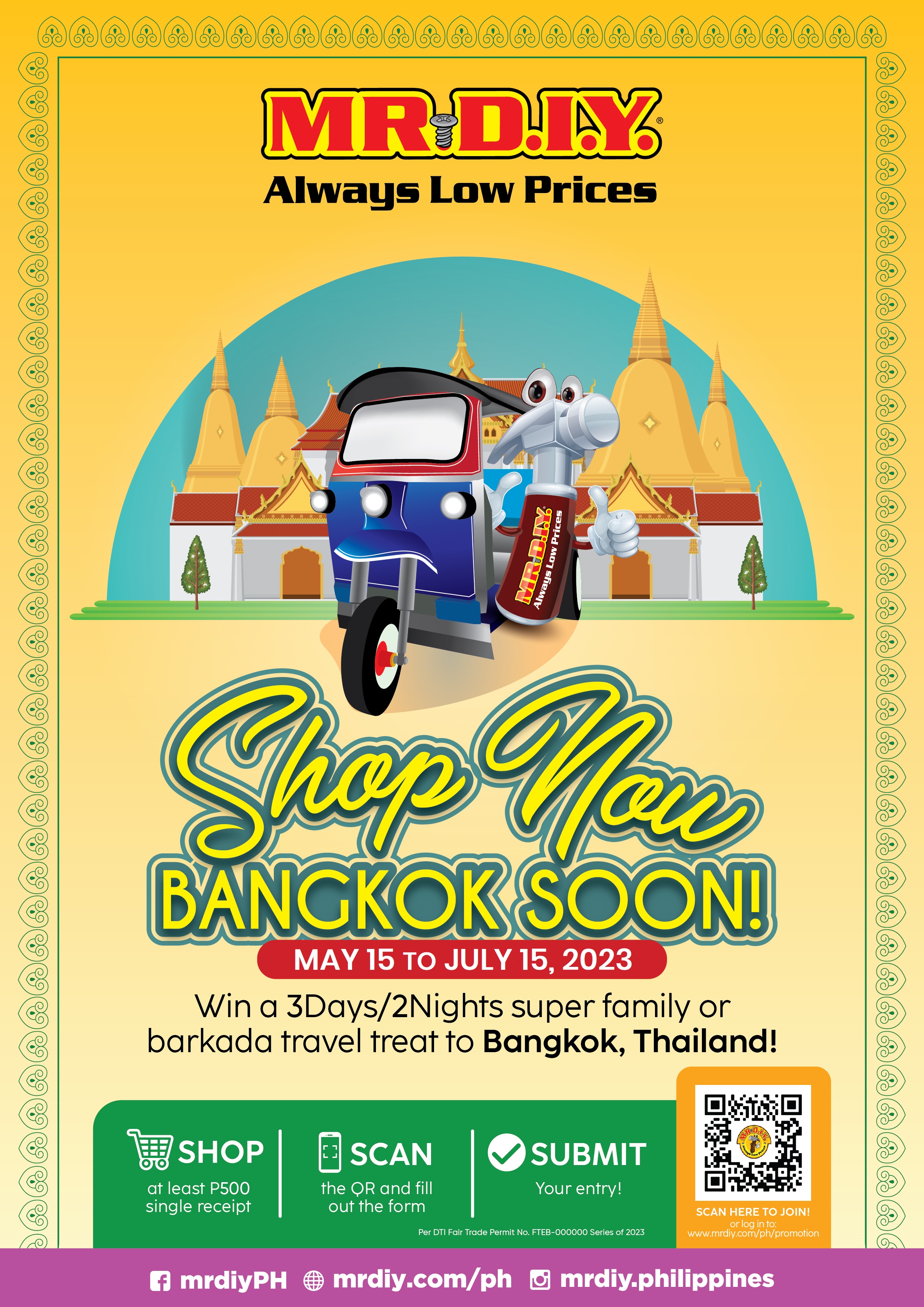 Shop Now, Bangkok Soon Raffle Promo | Bricolage Philippines Inc. | MR.DIY